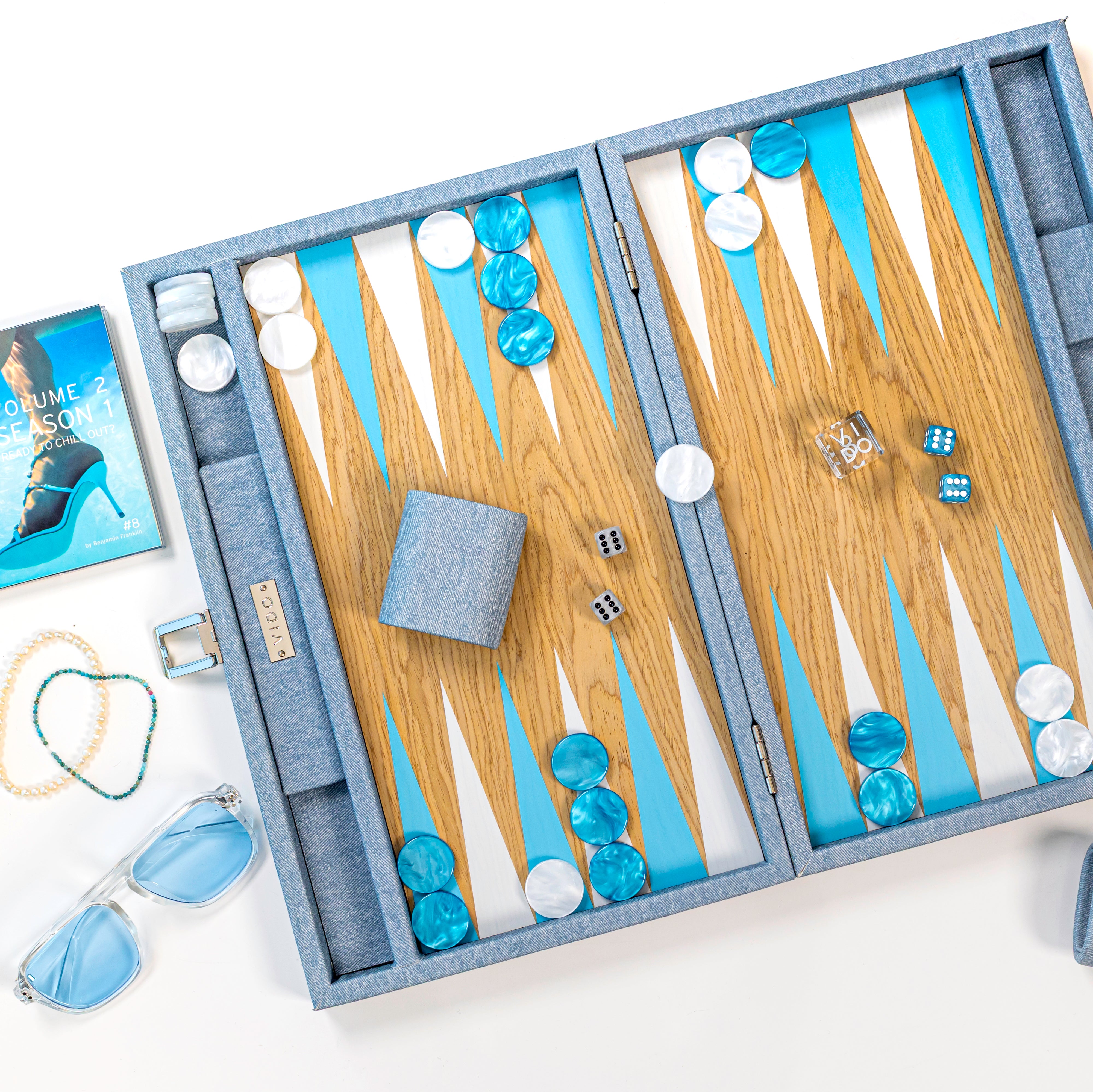 Medium Backgammon Sets 15" by VIDO - Vegan Leather - 29 mm Checkers ...